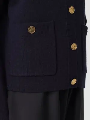 TOTEME Hammered Button Cardigan - Navy Blue