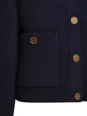 TOTEME Hammered Button Cardigan - Navy Blue