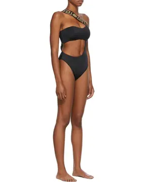 Versace Cut-out Greca Detail One-piece Swimsuit - Brown