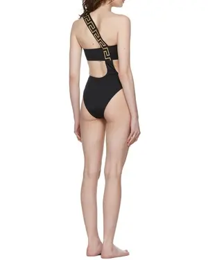 Versace Cut-out Greca Detail One-piece Swimsuit - Brown