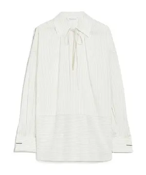 Max Mara Striped Long-sleeve Shirt With French Cuffs - White