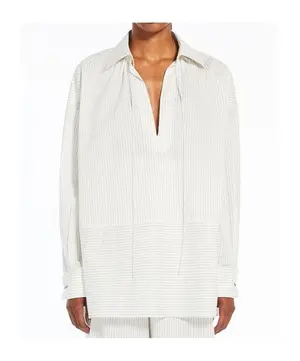 Max Mara Striped Long-sleeve Shirt With French Cuffs - White