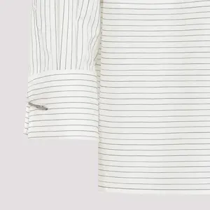 Max Mara Striped Long-sleeve Shirt With French Cuffs - White