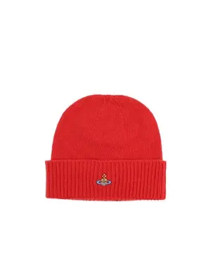 VIVIENNE WESTWOOD Logo Embroidered Beanie - Red