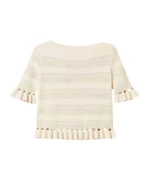 TWINSET Striped Ruffled Jumper - No