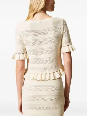 TWINSET Striped Ruffled Jumper - No
