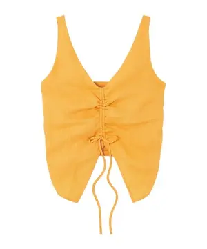 Nanushka Nanushka Linen Drawstring V-Neck Top Orange