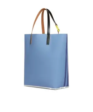 Marni Logo Printed Striped Tote Bag - Blue