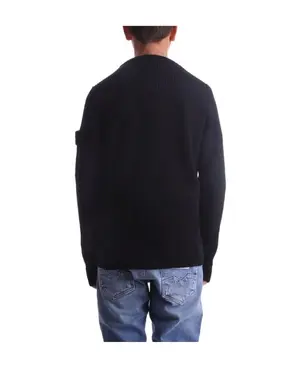 Stone Island Ribbed Knit Long-sleeve Sweater - Black