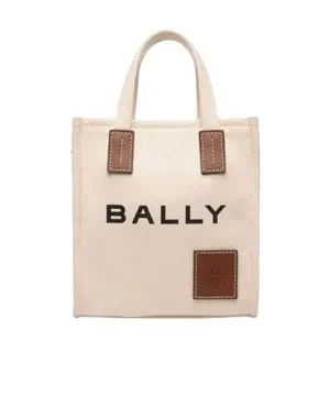 Bally Logo Printed Top Handle Bag - Nude