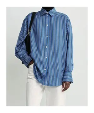 TOTEME Oversized Striped Shirt - Blue