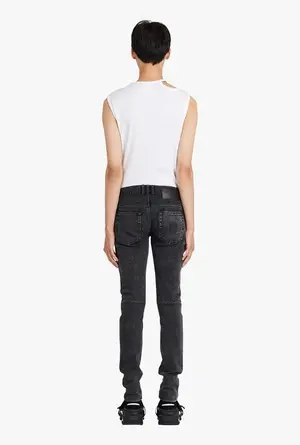 Balmain Logo Debossed Skinny Jeans - Black