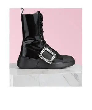 ROGER VIVIER Lace-up Embellished Boots - Black