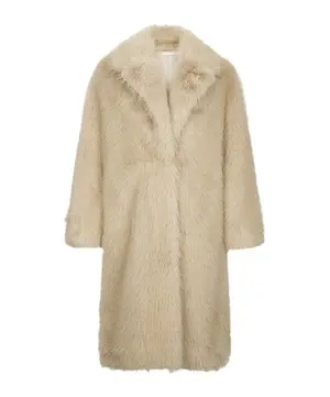 Liu Jo Faux Fur Long-sleeved Coat - Nude