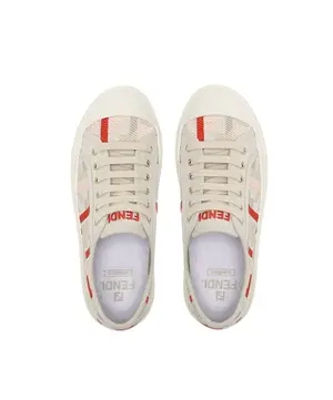Fendi Domino Ff Embroidered Canvas Sneakers - Light Brown