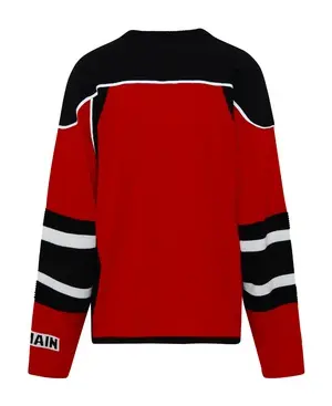 Balmain Striped V-neck Wool Sweater