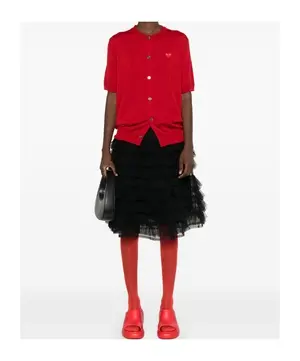 Play Comme Des Garcon Heart Patch Wool Cardigan