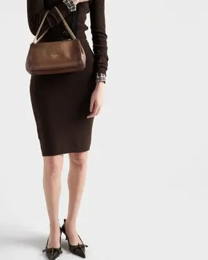 Prada Openwork Cashmere Knit Midi Skirt