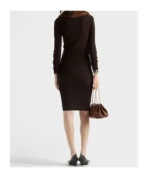 Prada Openwork Cashmere Knit Midi Skirt