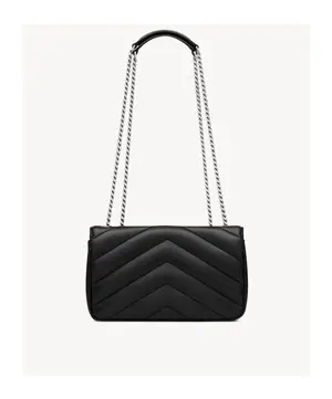Saint Laurent Loulou Logo Plaque Small Shoulder Bag - Black