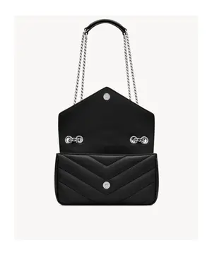 Saint Laurent Loulou Logo Plaque Small Shoulder Bag - Black