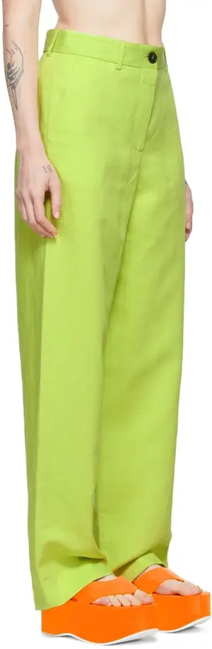 MSGM Logo Wide-leg Trousers - Green