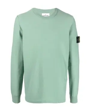 Stone Island Long-sleeved Jumper With Logo Patch - Sage