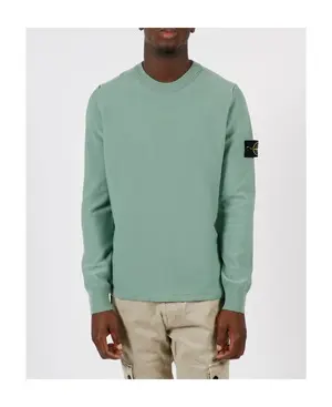 Stone Island Long-sleeved Jumper With Logo Patch - Sage