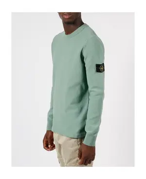 Stone Island Long-sleeved Jumper With Logo Patch - Sage