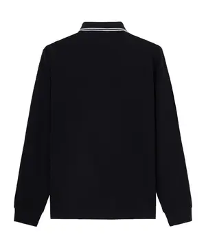 Stone Island Logo Patch Long-sleeved Polo Shirt - Blue