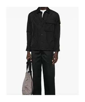 Stone Island Lightweight Patch Pocket Shirt Jacket - Black