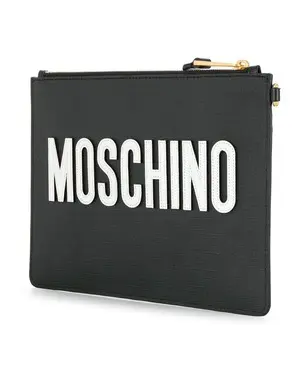 Moschino Teddy Bear Print Clutch Bag - Black