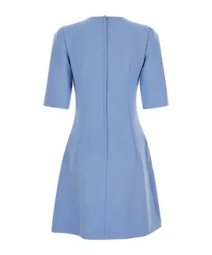 Dolce & Gabbana Fitted Waist Short-sleeved Midi Dress - Blue