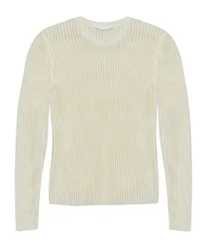 Helmut Lang Striped Sheer Crewneck Long Sleeve Top - White