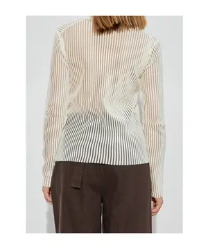 Helmut Lang Striped Sheer Crewneck Long Sleeve Top