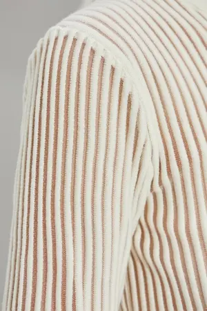 Helmut Lang Striped Sheer Crewneck Long Sleeve Top