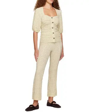 GANNI Gingham Check Gathered Blouse