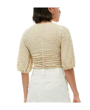 GANNI Gingham Check Gathered Blouse