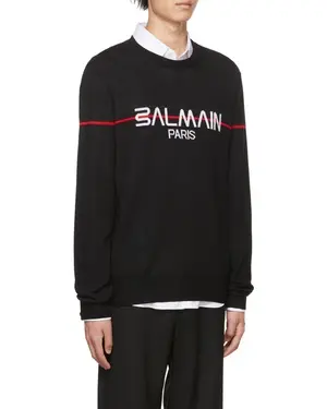 Balmain Intarsia Logo Crew Neck Jumper