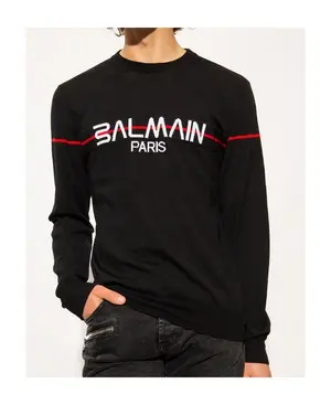 Balmain Intarsia Logo Crew Neck Jumper