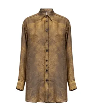 MAISON MARGIELA Cut-out Detailed Tie-dye Shirt - Beige