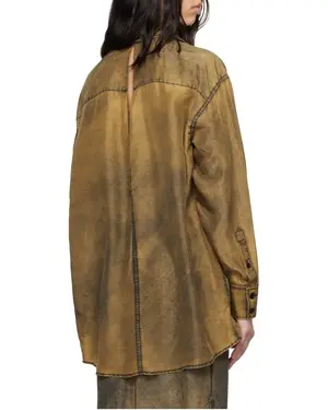 MAISON MARGIELA Cut-out Detailed Tie-dye Shirt - Beige