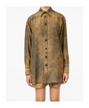 MAISON MARGIELA Cut-out Detailed Tie-dye Shirt - Beige
