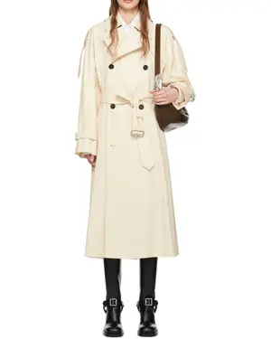 Burberry Double-breasted Belted Trench Coat - White