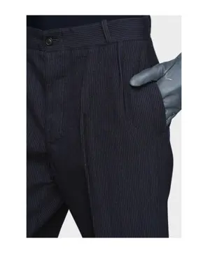 MAISON MARGIELA Pinstripe Wool Trousers - Blue