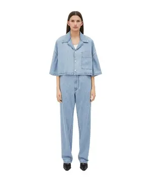 Bottega Veneta Light Bleached Denim Cropped Shirt