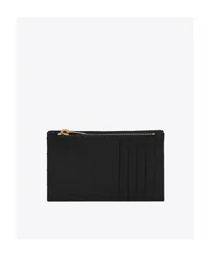 Saint Laurent Cassandre Matelassé Fragments Flap Card Case - Black