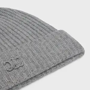 Celine Triomphe Beanie In Scottish Cashmere - Medium Gray