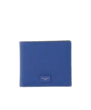 Dolce & Gabbana Dolce Gabbana Logo Detailed Bifold Wallet - Blue