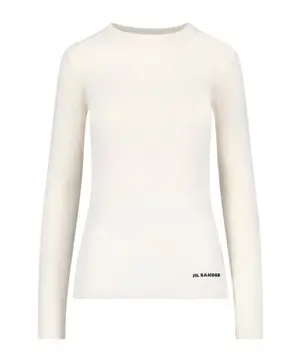 JIL SANDER Jil Sander Logo-Printed Crewneck Long-Sleeve T-Shirt White